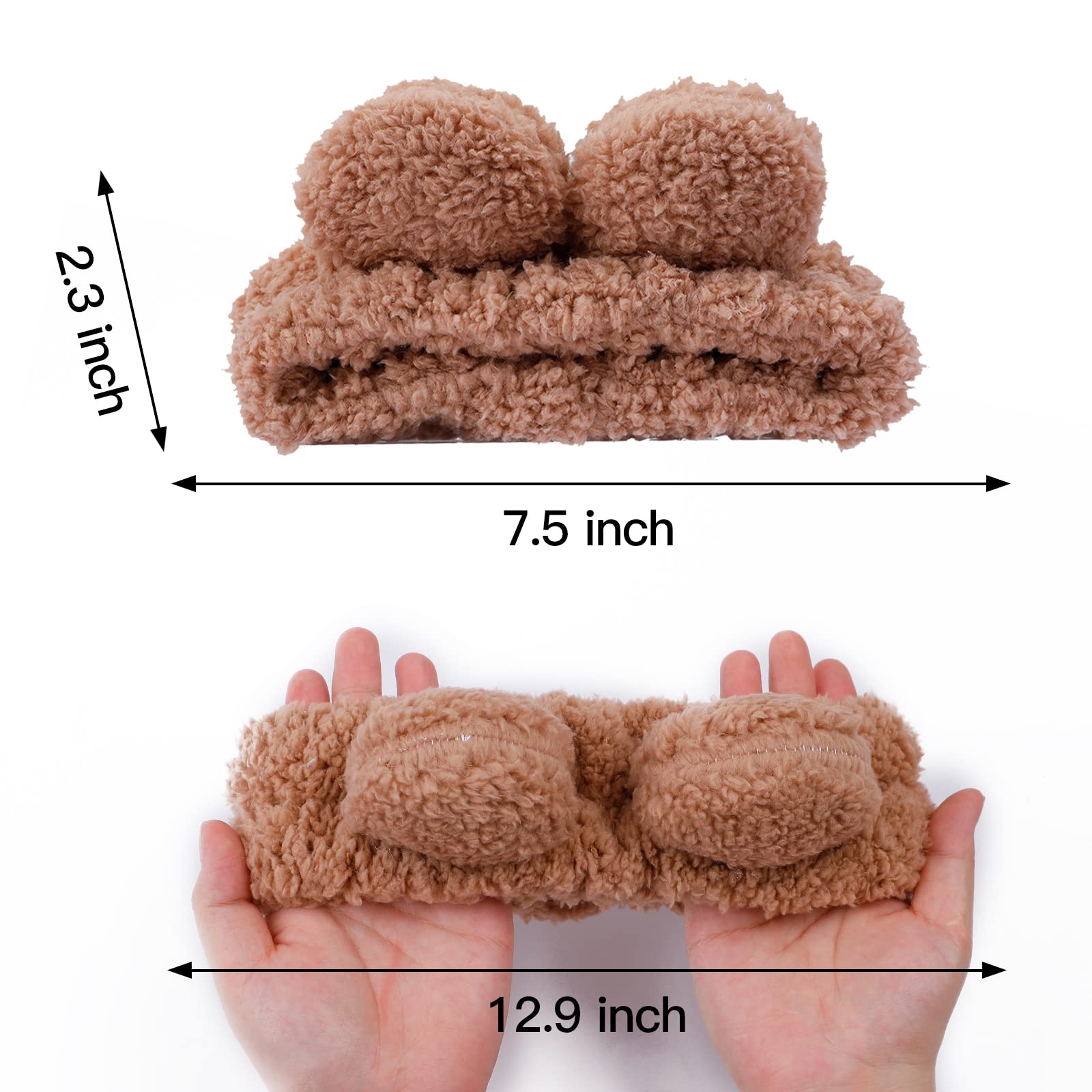 Hofar Bear Face Wash Headband Hairband with Bear Ears Coral Fleece Cartoon Cute Creative Hair Accessories