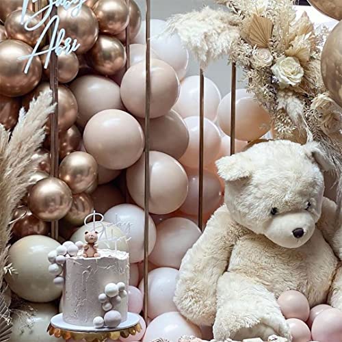 Blush Ivory Balloons Garland Kit Pastel Ivory Nude Brown Rose Gold Metallic Double Stuffed Balloons Arch kit for Bridal Engagement Baby Shower Birthdays Weddings Boho Party Decoration