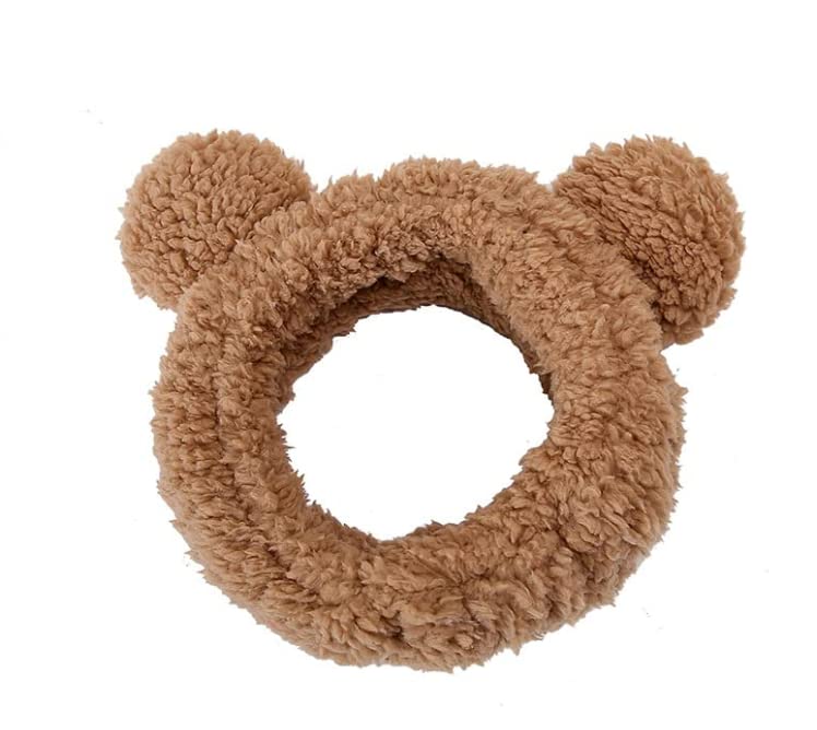 Hofar Bear Face Wash Headband Hairband with Bear Ears Coral Fleece Cartoon Cute Creative Hair Accessories