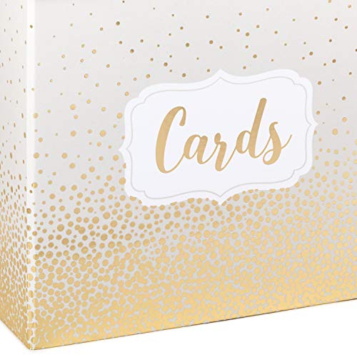 Hallmark 10" Elegant Card Receiving Box (Pearl and Gold Dots) for Weddings, Graduations, Retirements, Birthdays, Open Houses, Anniversaries