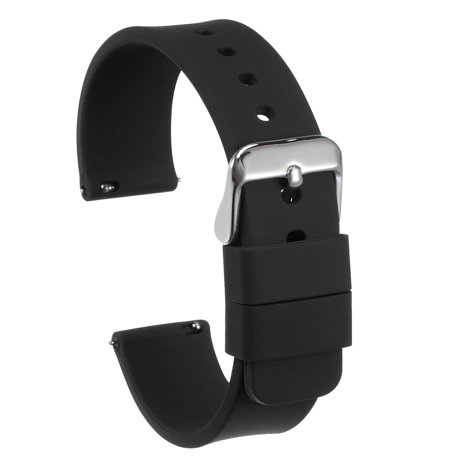 HARFINGTON Silicone Watch Band 12mm Width Quick Release Soft Rubber Replacement Watch Strap with Stainless Steel Buckle for Men Women, Black