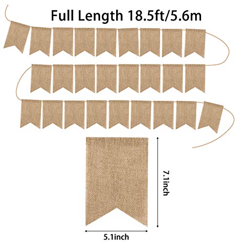 WATINC 26 Pack DIY Burlap Banner Set Include Letter Stencil, Design Swallowtail Flags for Kids and Adults, Handwriting Banner for Birthday and Independence Party, Unique Hand Draw Home Summer Decor