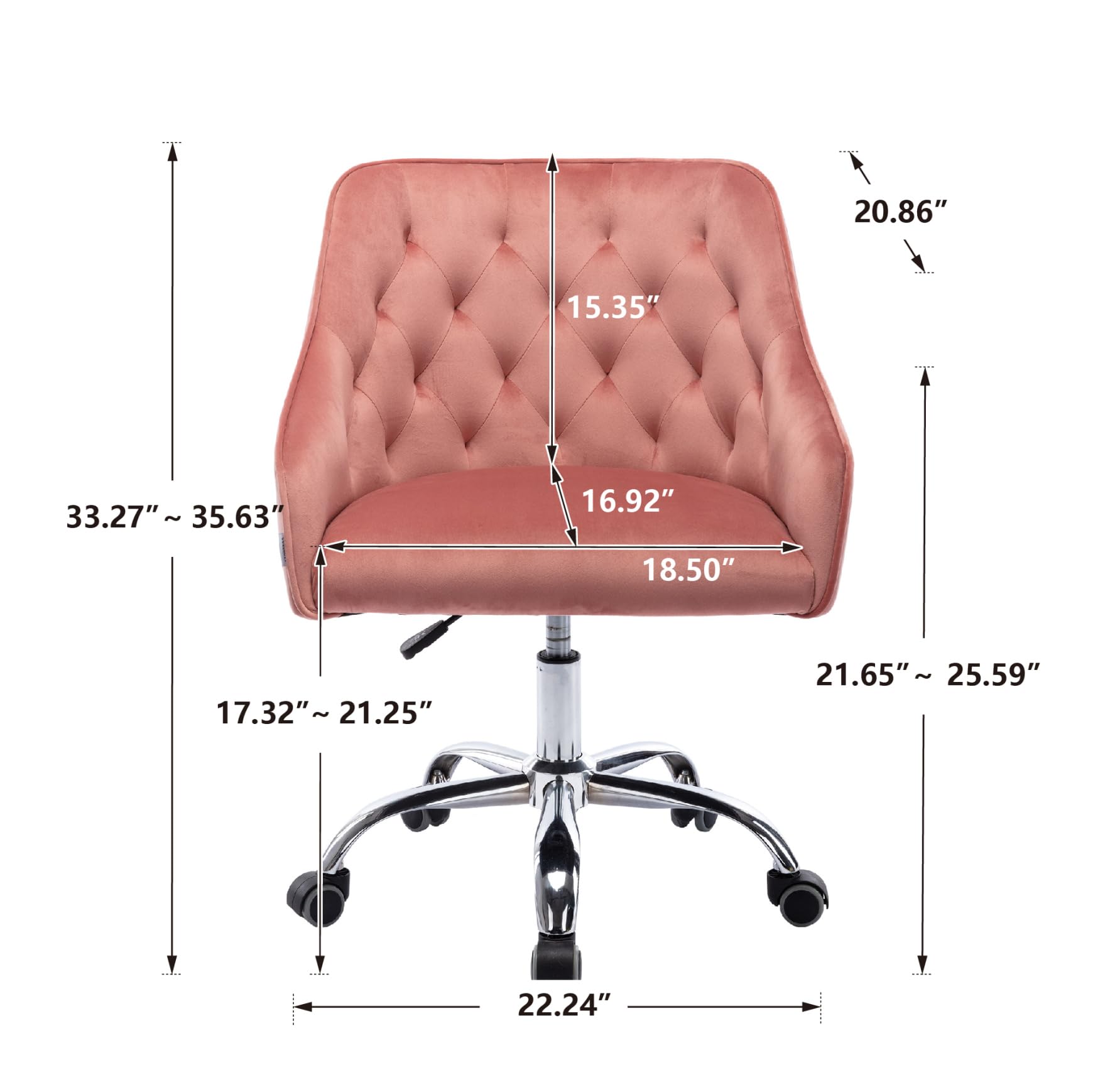 INCLAKE Home Office Chair, Swivel Shell Chair with Adjustable Height & Wide Backrest & Sloped Armrest, Modern Leisure Task Desk Chair for Living Room Bedroom, Pink