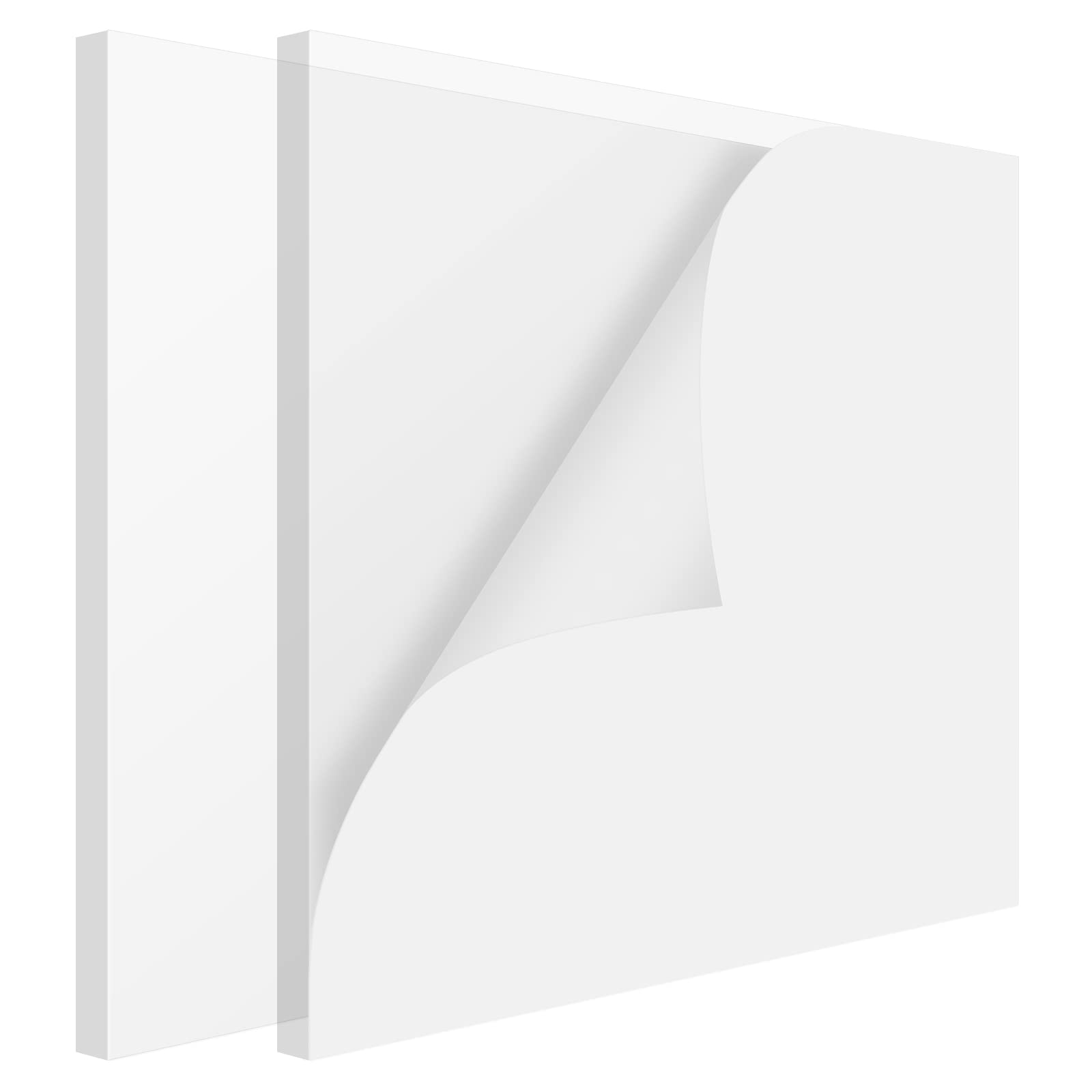 PINGEUI 2 PCS 12 x 12 x 3/8 Inch Clear Acrylic Plexiglass Sheets, Durable Square Cast Plexiglass Panels, Plastic Plexiglass Board with Protective Films for DIY Projects, Signs, Home Decor