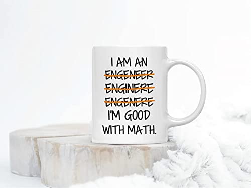 UTF4C I'm an Engineer Good with Math Mug Funny Quotes Ceramic Coffee Cup Nice Motivational and Inspirational Office Novelty Gift Christmas Holiday Present Idea 11oz