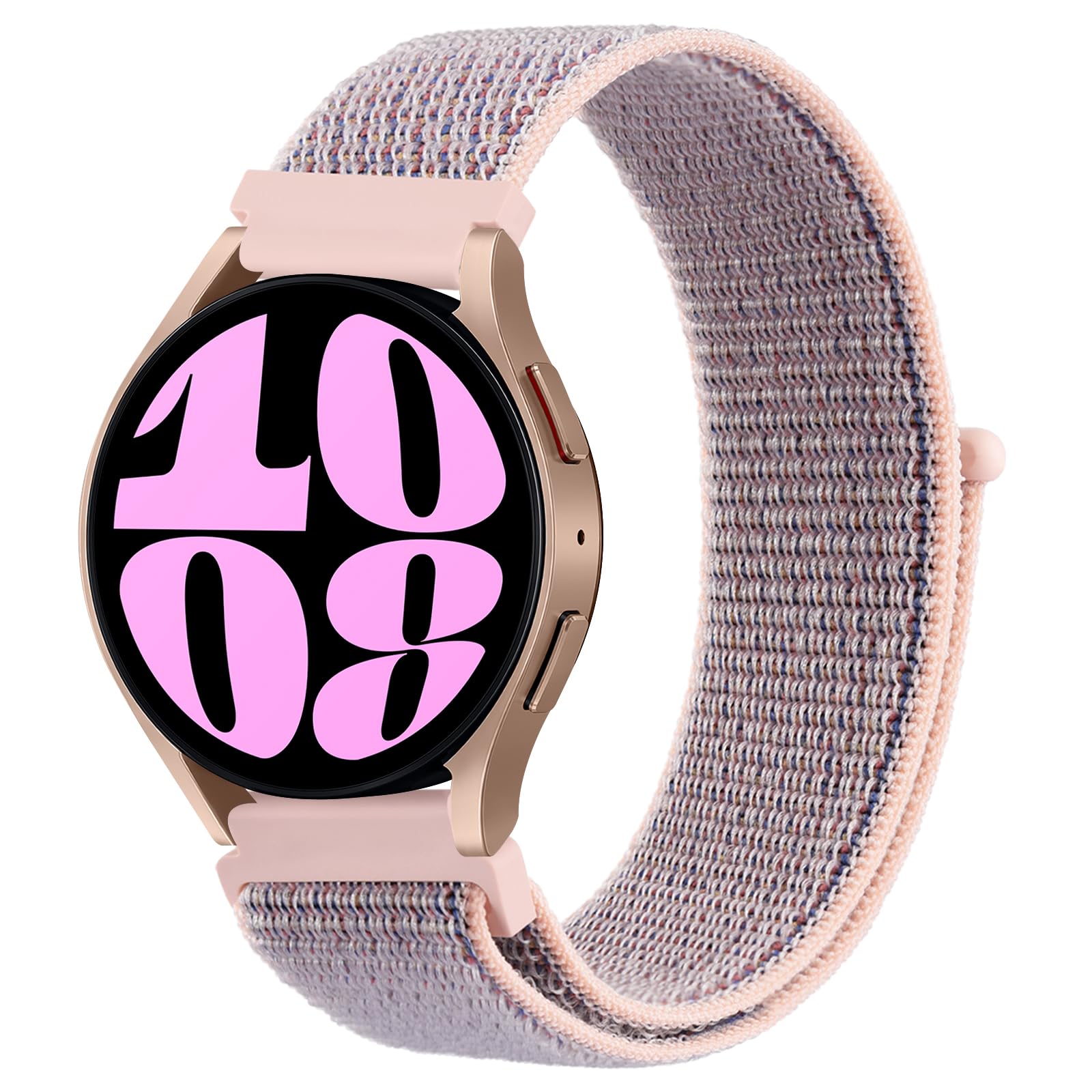 Vanjua Nylon Bands for Samsung Galaxy Watch 6 - 40mm, 44mm, 43mm, 47mm - Soft Nylon Sport Replacement Strap - Women & Men (Pink Sand)