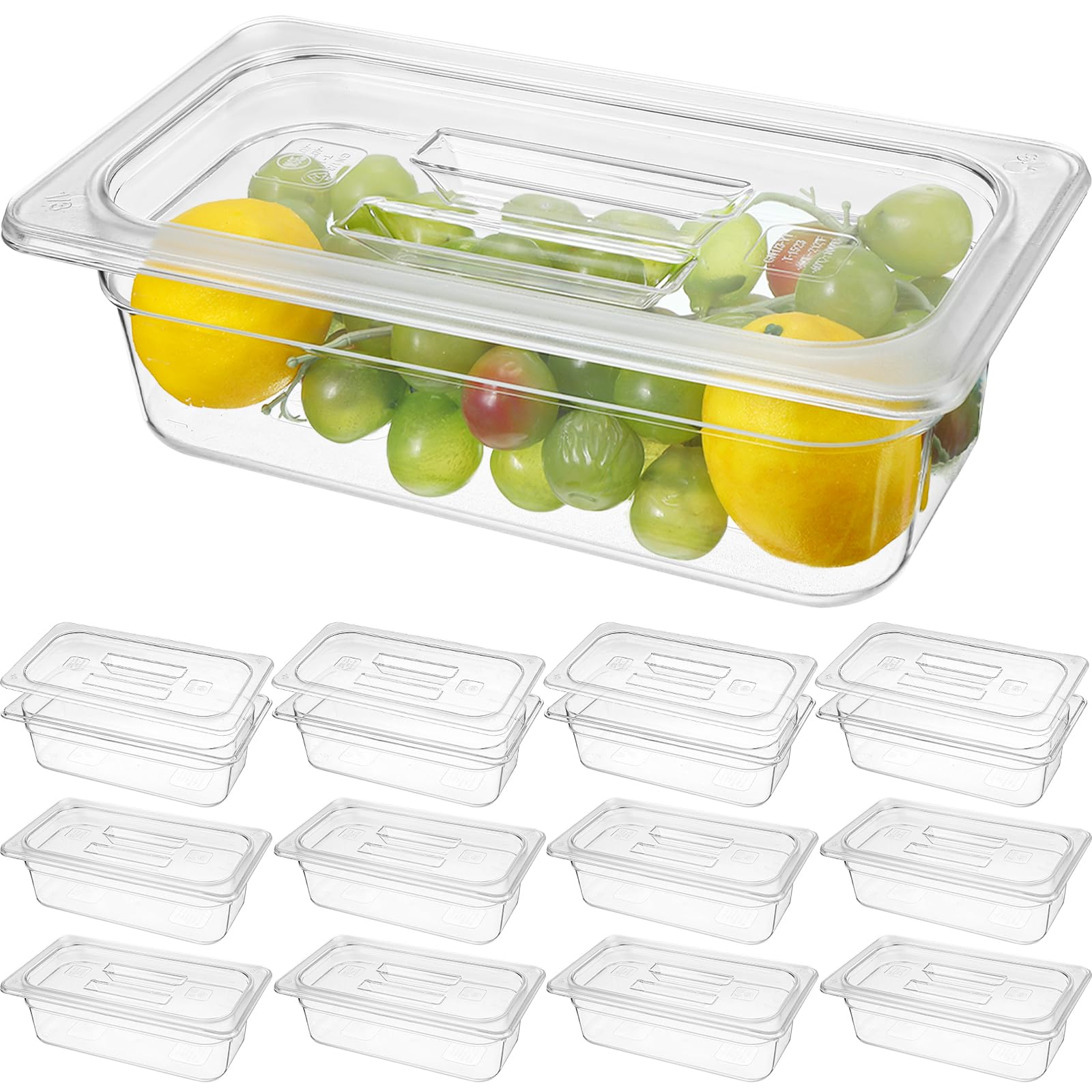 Mifoci 12 Pcs 1/3 Size 4'' Deep Commercial Hotel Pans with Lids Clear Food Pans Polycarbonate Restaurant Containers Stackable Restaurant Food Storage Containers for Kitchen Commercial Deli Food Prep