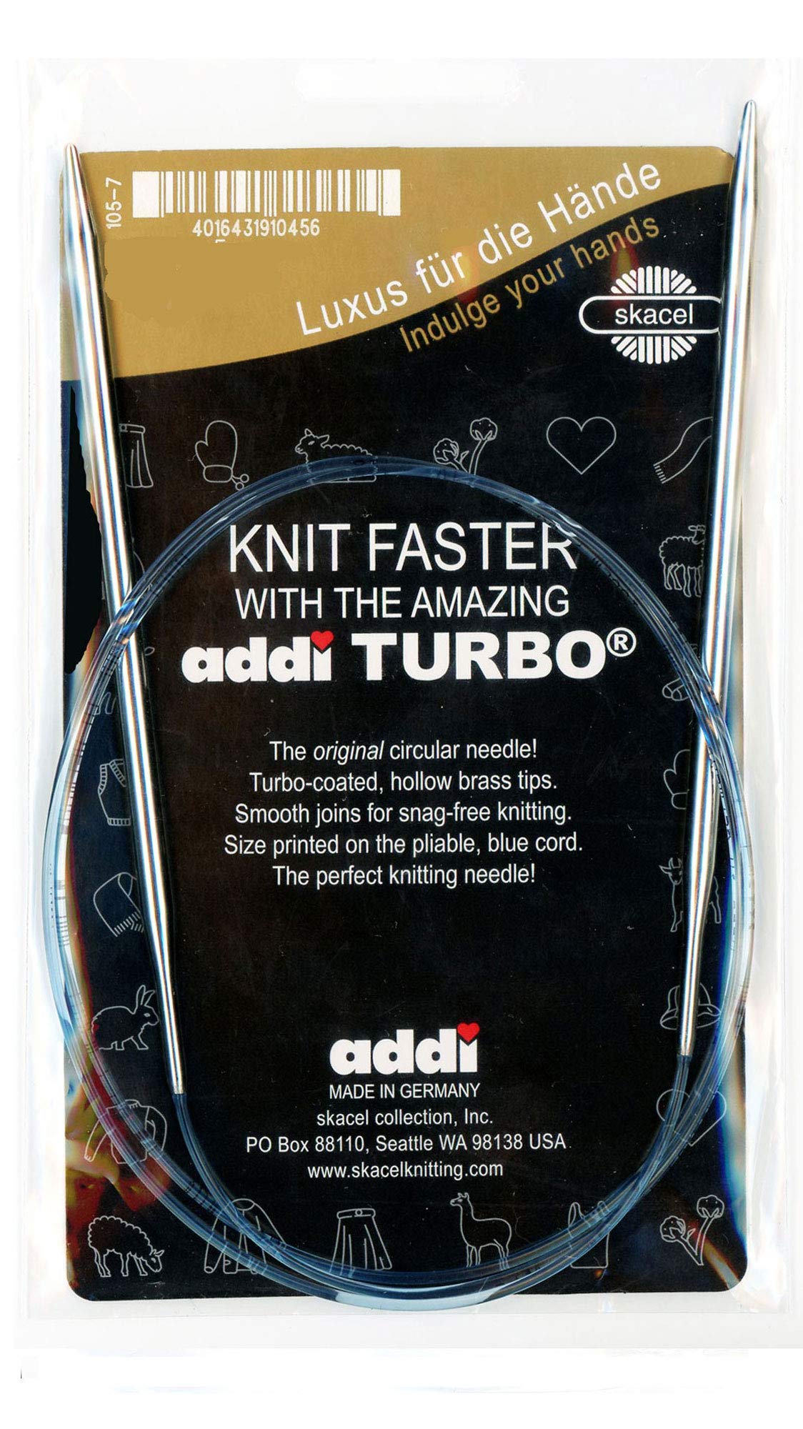 addi Knitting Needle Turbo Circular Skacel Exclusive Blue Cord 20 inch (50cm) Size US 01 (2.5mm)