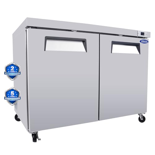 ORIKOOL 48" Commercial Under Counter Freezer 2 Doors 14 Cu.ft Undercounter Work Top Freezers ETL Approved