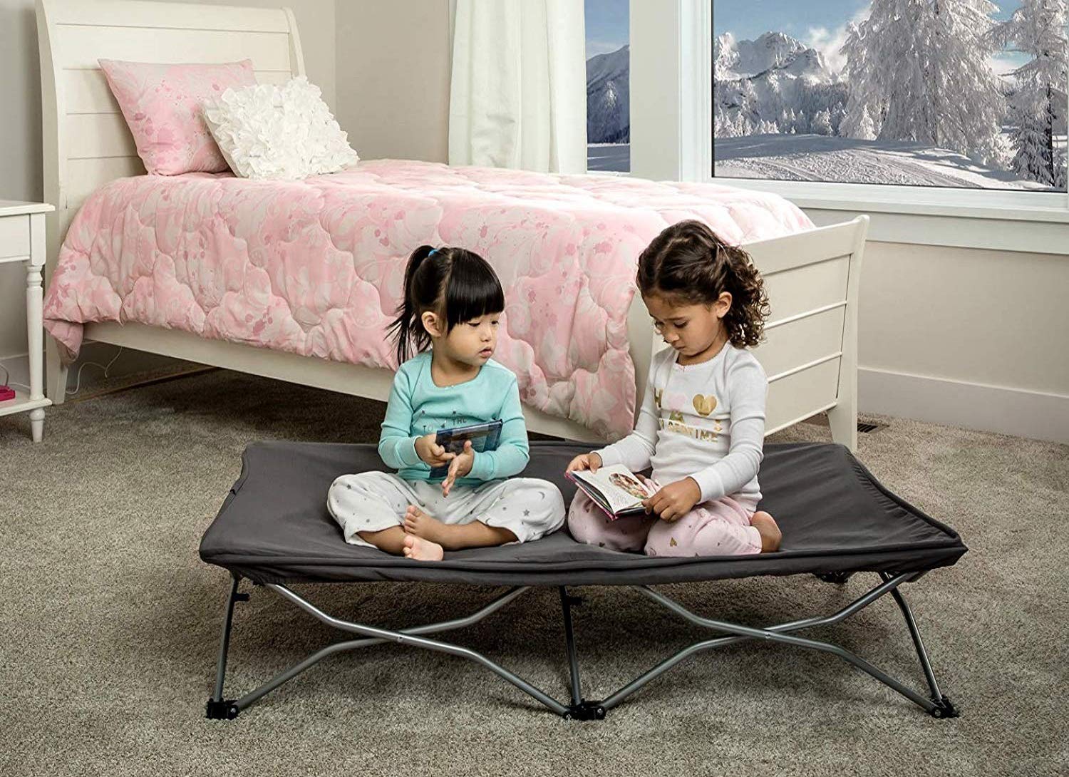 Regalo My Cot Portable Travel Bed, Includes Fitted Sheet, Grey, 1 Count (Pack of 1)