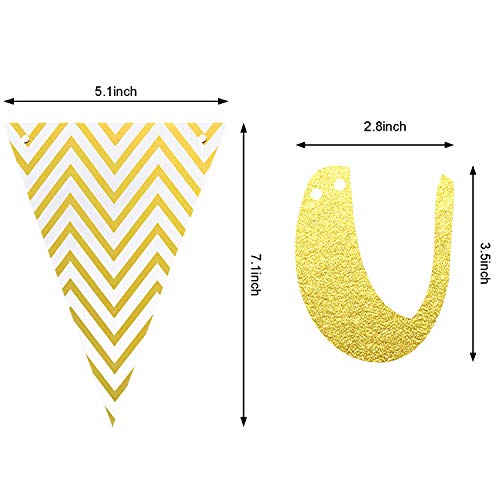 Gold Glitter Congratulations Banner Triangle Flag Banner with 12 Pieces Gold Hanging Swirls for Wedding Retirement Graduation Anniversary Party Decorations