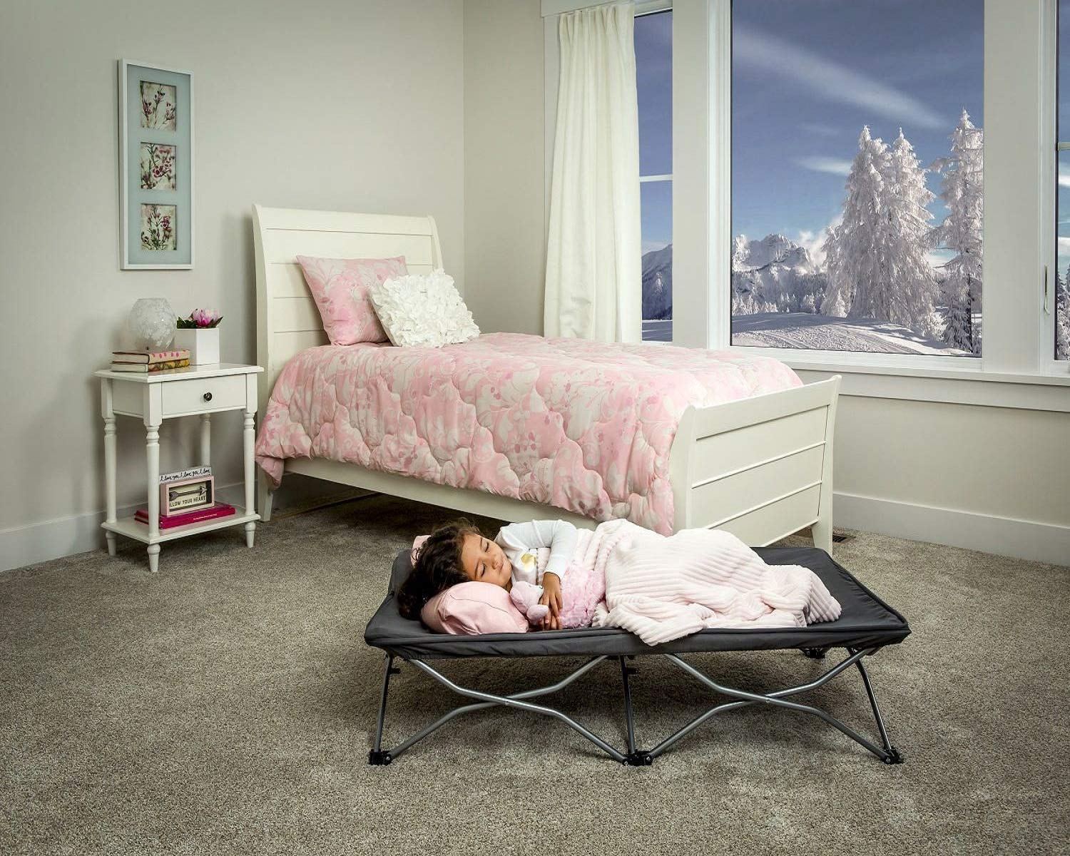 Regalo My Cot Portable Travel Bed, Includes Fitted Sheet, Grey, 1 Count (Pack of 1)