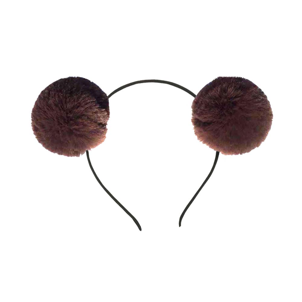 Pom Pom Headband Head Hoop Animal Style Cute fluffy Hairband for Halloween Costume (C)