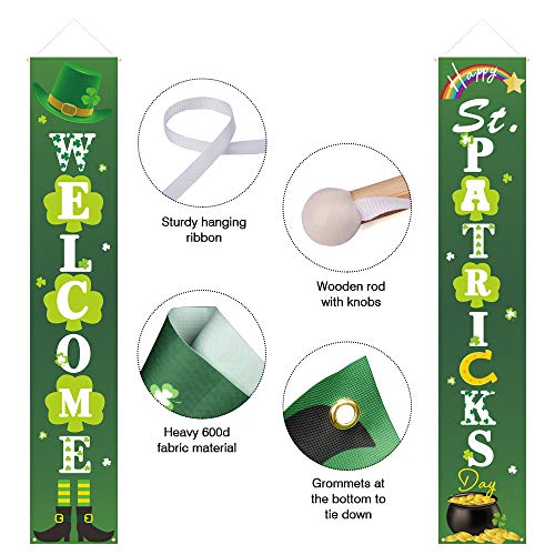 DAZONGE St. Patrick's Day Decorations | Lucky St. Patty's Day Welcome Signs for Porch/Front Door/Home Decor | St. Patrick's Day Party Accessory