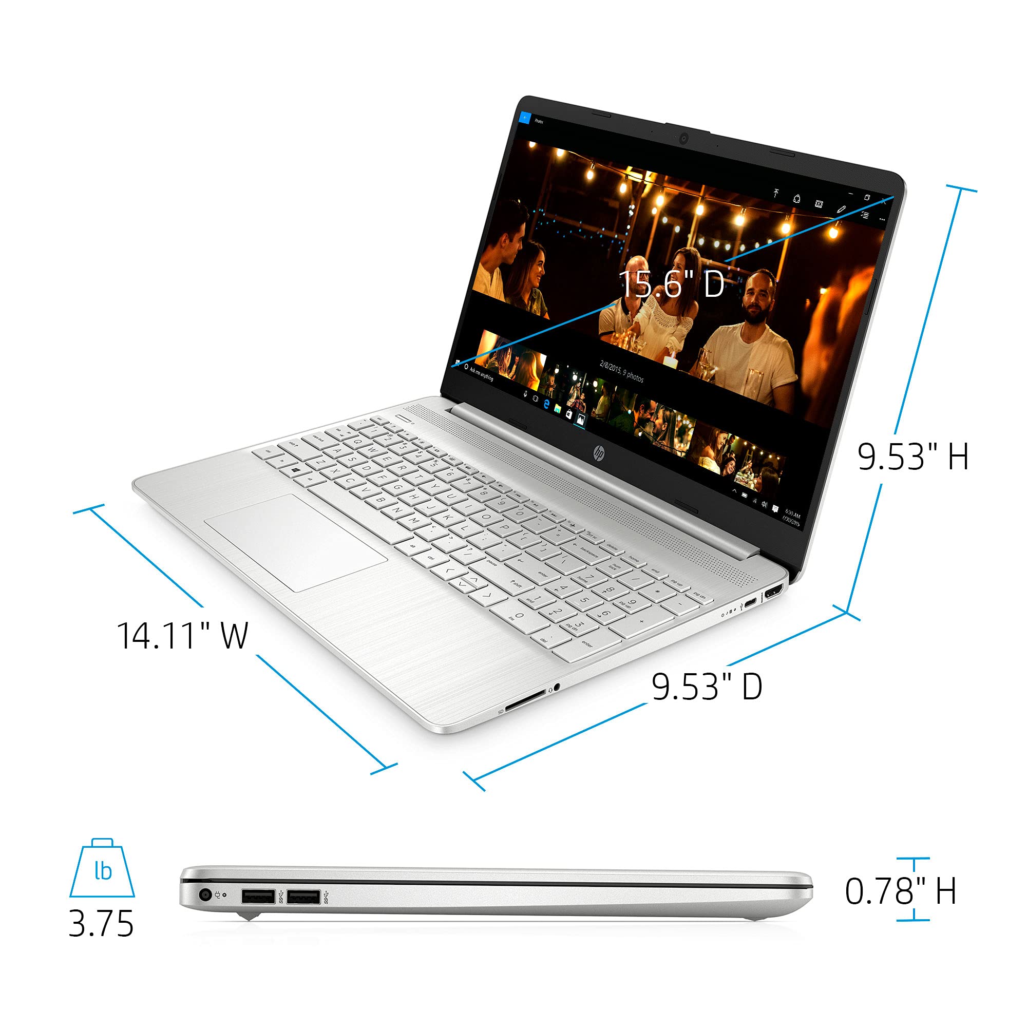 HP 2021 15.6" HD Laptop Computer, AMD Athlon Silver N3050U, 4GB RAM, 128GB SSD, HDMI, USB-C, Webcam, Windows 10 S with Office 365 for 1 Year, Mouse, Sleeve + YSC Accessory (Silver)