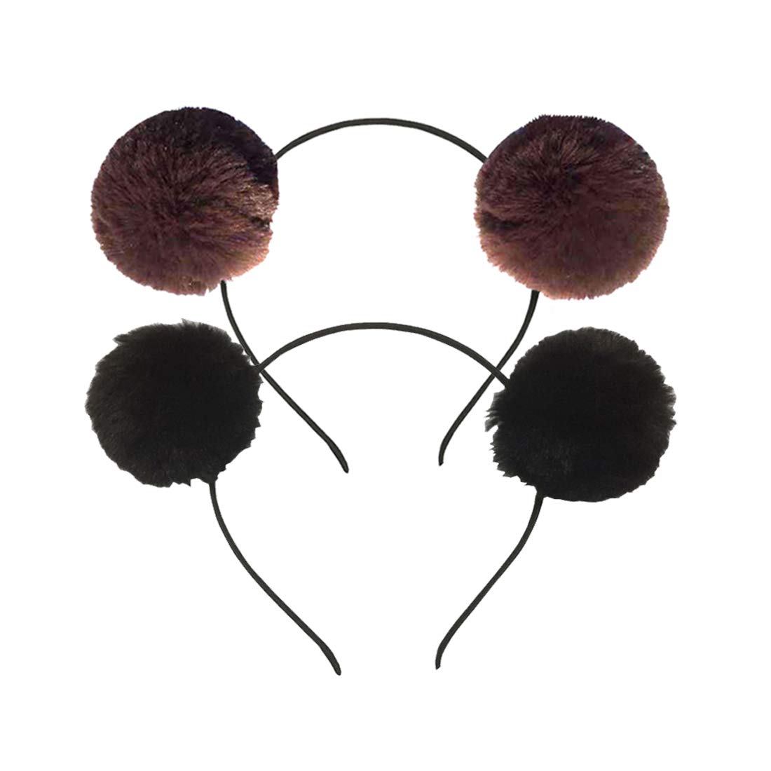 Pom Pom Headband Head Hoop Animal Style Cute fluffy Hairband for Halloween Costume (C)