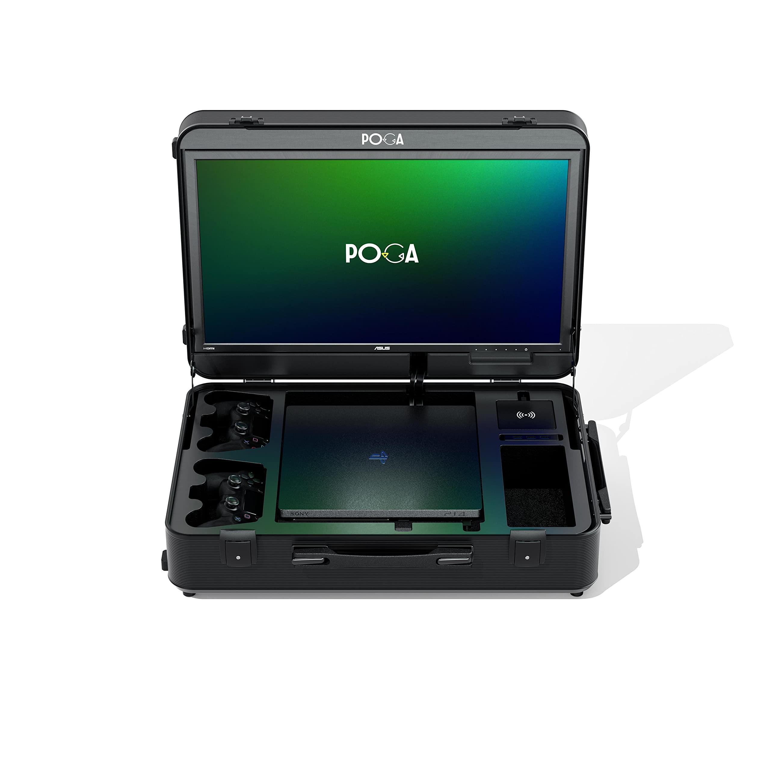 POGA PRO Premium Portable Console Travel Case incl. Trolley and 21,5'' ASUS Gaming Monitor for PS4 Pro - Black