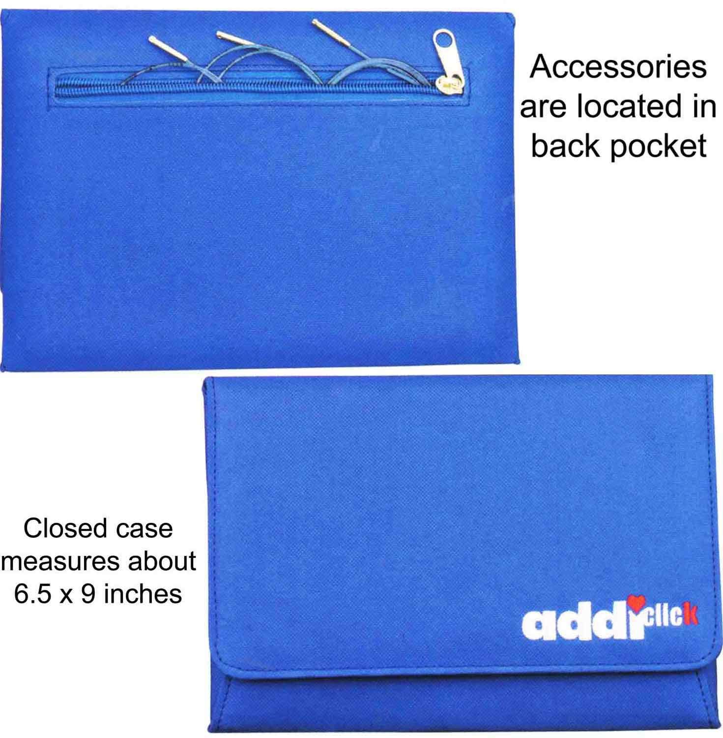 addi Click Rocket 2 Square Standard 5-Inch Interchangeable Ergonomic Circular Knitting Needle Set Sizes US 4, 5, 6, 7, 8, 9, 10 & 11 with 3 Cords, Canvas Case with Project Bag