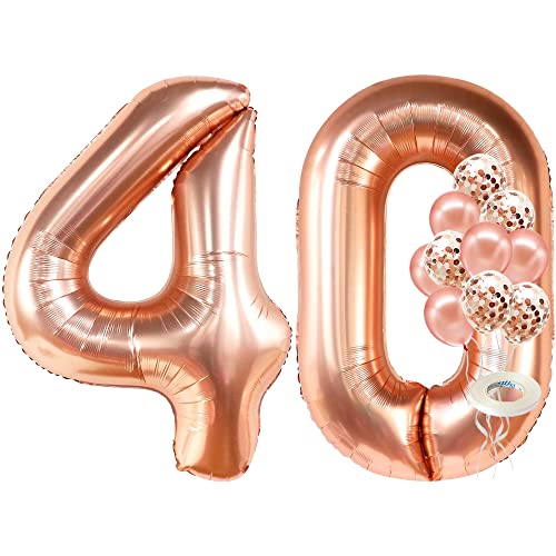 KatchOn, Rose Gold 40 Balloon Numbers - 40 Inch | 40th Birthday Decorations Women | 40th Birthday Balloons for Women | 40 and Fabulous Decorations | Number 40 Balloons, 40 Birthday Balloons for Women