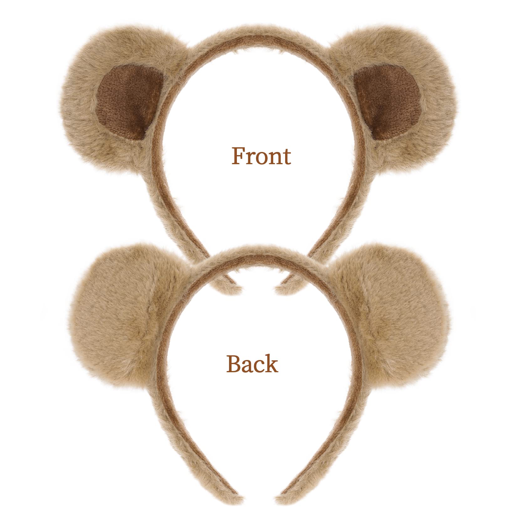 Hmxpls Bear Ears Headband Costume, Cute Animal Ears Headband for Party Cosplay Makeup Washing Face Costume (Brown)