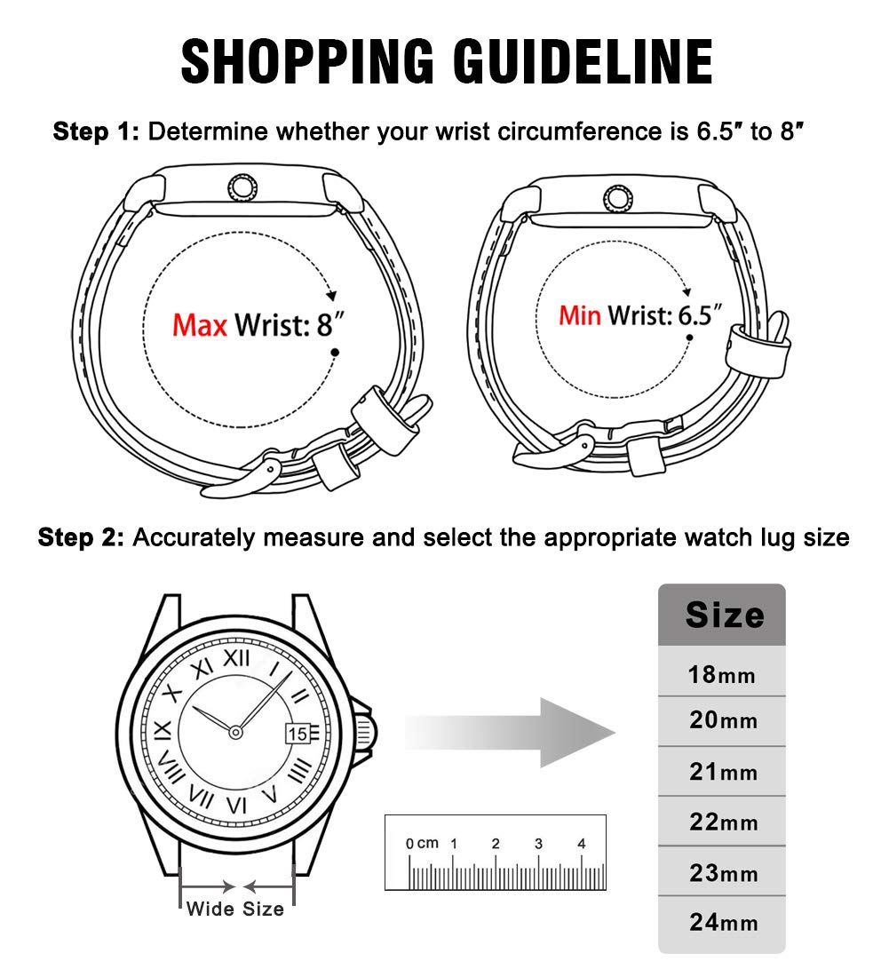 Ritche Genuine Black Leather Watch Bands 22mm Classic Vintage Quick Release Top Grain Leather Watch Strap, White Elephant Gifts, Stocking Stuffers for Men