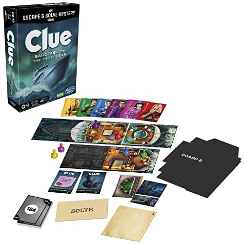 Clue Board Game Sabotage on The High Seas, Escape Room Game, Murder Mystery Games, Cooperative Family Board Game, 1-6 Players, 10+ (Amazon Exclusive)