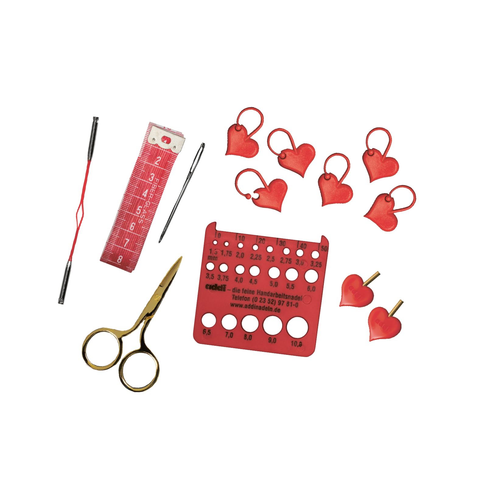 Addi Click by Woolly Hugs Interchangeable Circular System with Exclusive Red Cords (European Version) with Red Gauge