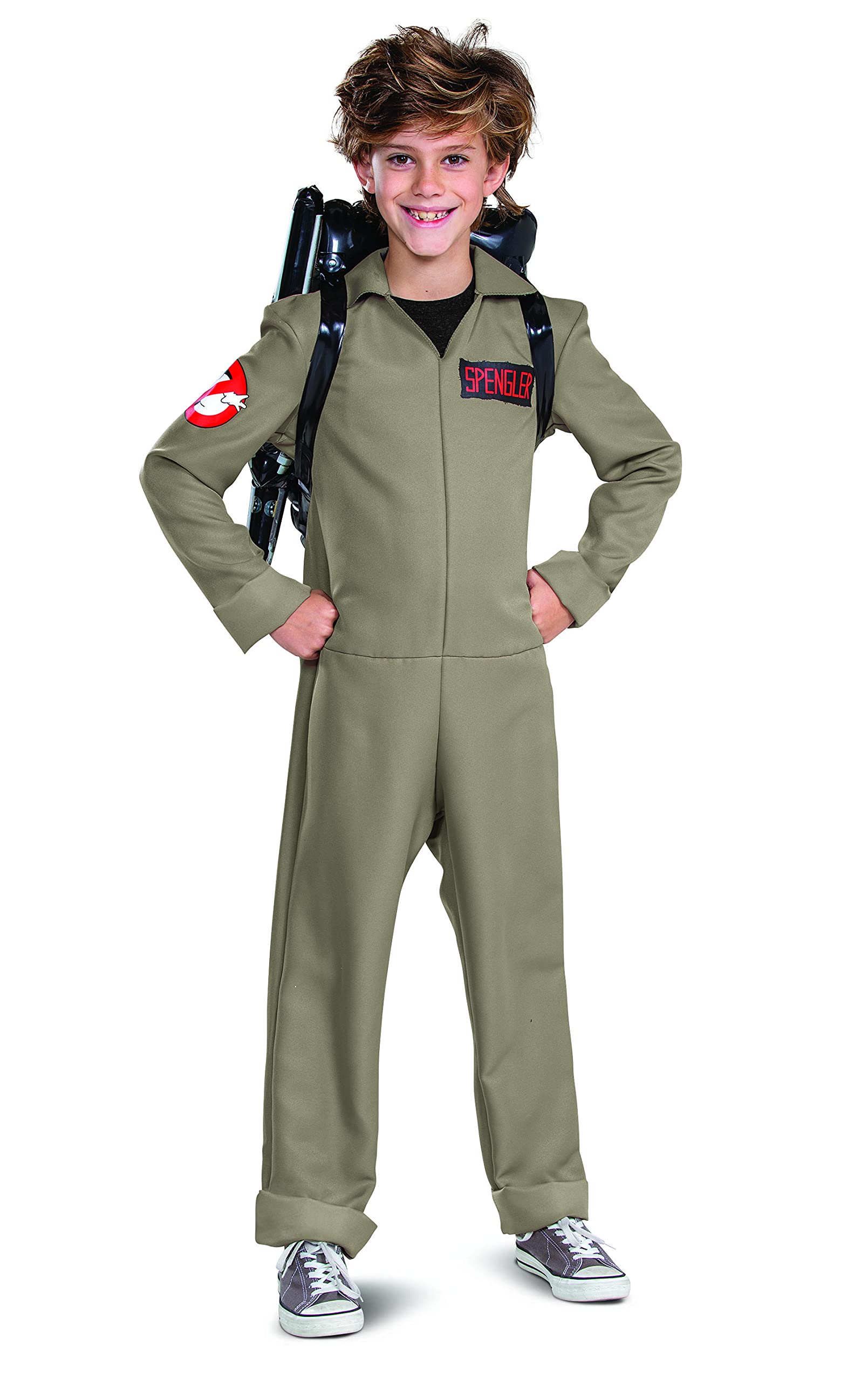 Ghostbusters Costumes for Kids, Official Ghostbusters Afterlife Movie Costume Jumpsuit with Inflatable Proton Pack, Classic Kids Size Large (10-12)