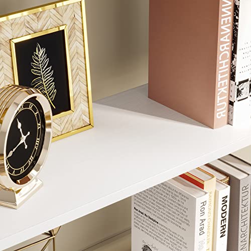 LITTLE TREE 5 Tier Bookcases Arched Bookshelf, Freestanding Tall Display Shelves, Heavy Duty Metal Frame Decorative Shelf for Living Room Bedroom Study Room, White Gold