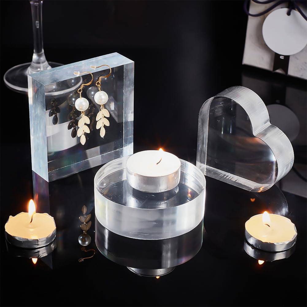 FINGERINSPIRE Clear Polished Acrylic Square Display Block Acrylic Jewelry Display Stand Ring Showcase Display Holder 1" x3" x3"