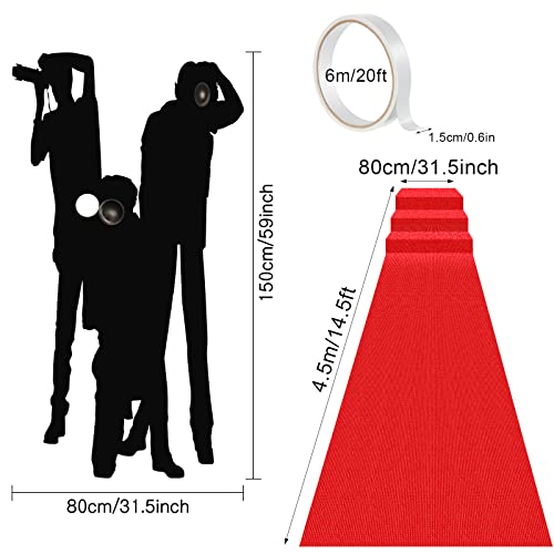 6.5 x 5 ft VIP Photography Backdrop Red Carpet Backdrop Film Movie Banner Paparazzi Props Party Accessory and Runner Red Carpet Runner 2.6 x 15 ft with Carpet Tape for Theme Party Decorations