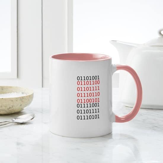 CafePress Say I Love You In Binary Code Mug Ceramic Coffee Mug, Tea Cup 11 oz
