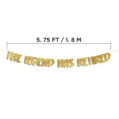 The Legend Has Retired Gold Glitter Banner - Retirement Party Decorations, Supplies and Gifts