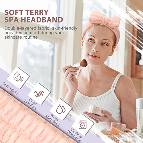 Crosize Face Wash Headband and Wristband Set for Women, 7 Pack, Pink, White, Brown, Microfiber, Ideal for Makeup, Face Wash, Doing a Mask, Exercise, Showering