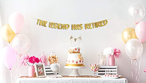 The Legend Has Retired Gold Glitter Banner - Retirement Party Decorations, Supplies and Gifts