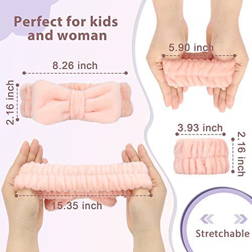 Crosize Face Wash Headband and Wristband Set for Women, 7 Pack, Pink, White, Brown, Microfiber, Ideal for Makeup, Face Wash, Doing a Mask, Exercise, Showering