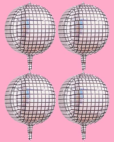 xo, Fetti Disco Ball Foil Balloons - 4 pk, 22" | Bachelorette Party Decorations, Last Disco, Birthday Party,