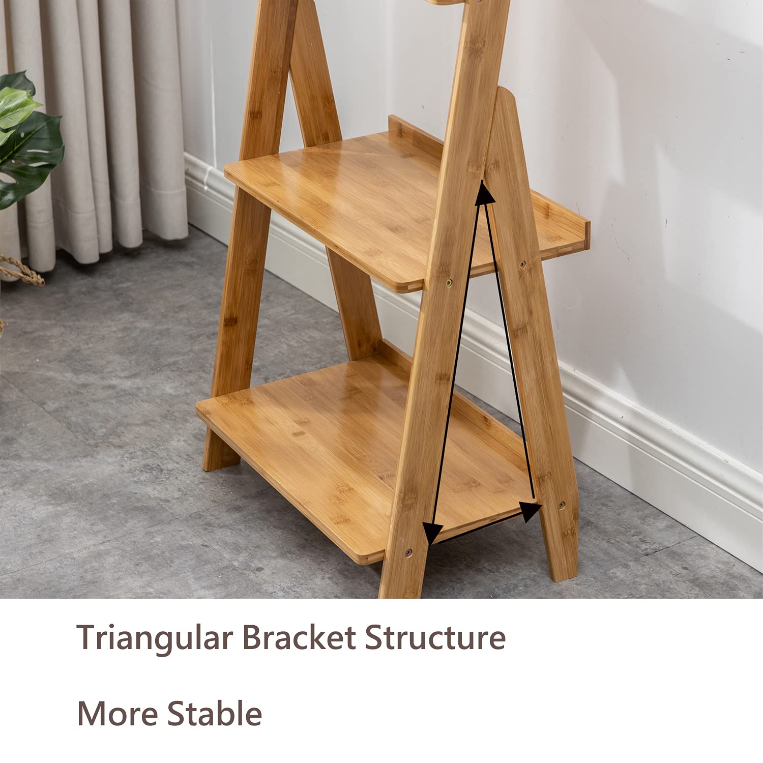 SOBIBO Ladder Shelf, 5-Tier Leaning Shelf, Free Standing Organizer Storage Shelves, Storage Rack Shelf for Office, Living Room, Nature