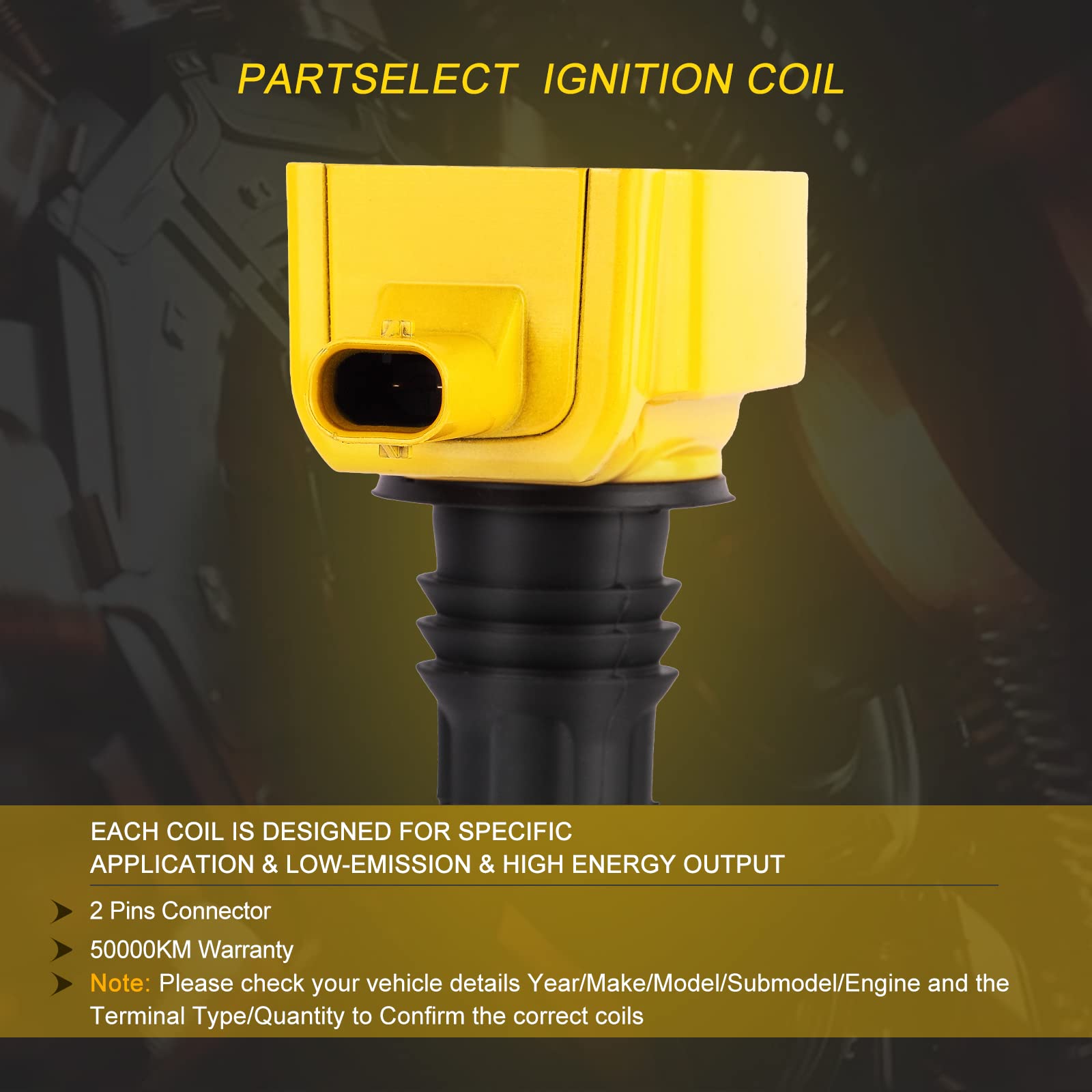 Partselect 6PCS Ignition Coil Pack UF648 C1791 5C1848 Replacement for Jeep Grand Cherokee Wrangler Dodge Avenge Challenger Charger Durango RAM 1500 Chrysler Town & Country VW Routan 3.6L V6 2011-2016