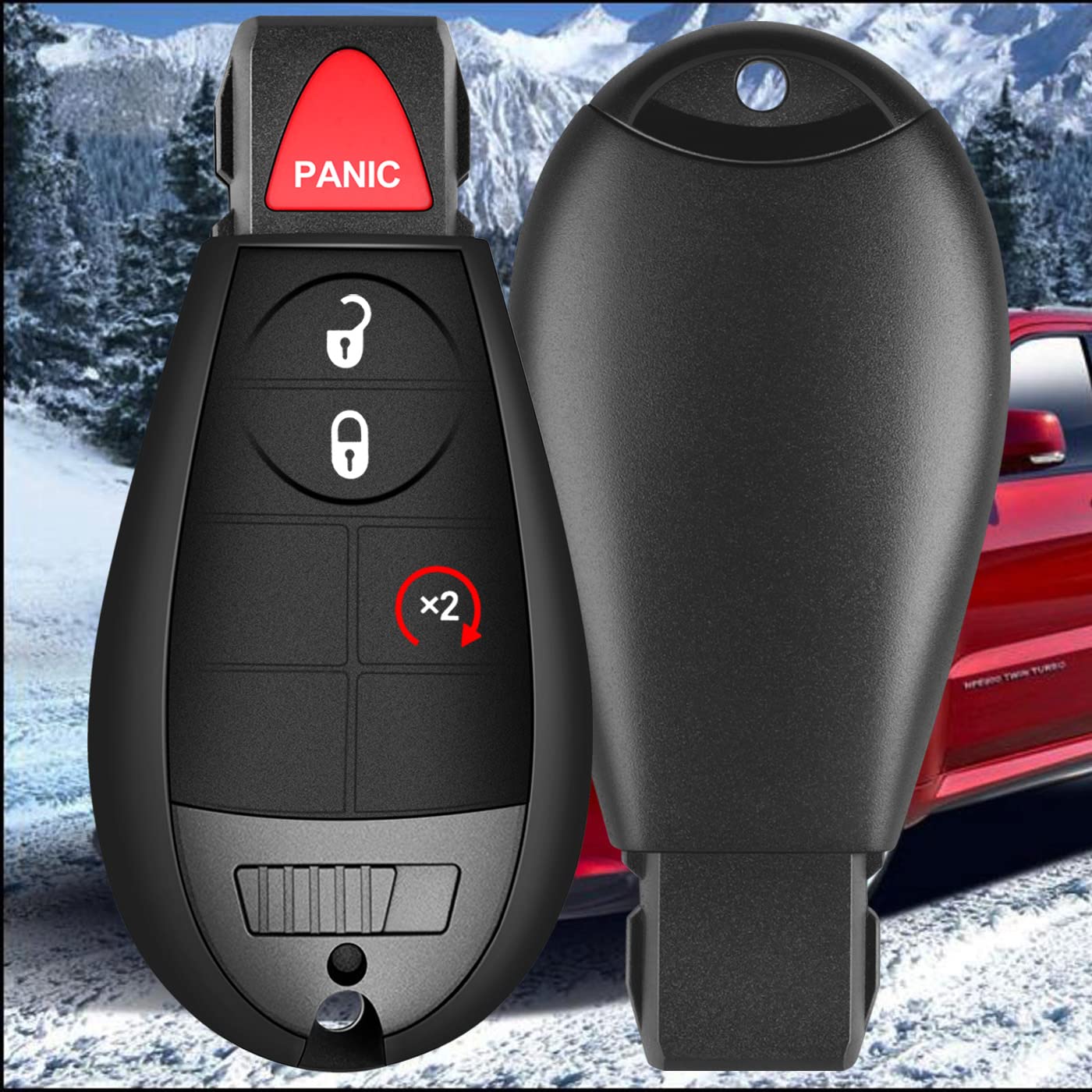 Key Fob FOBIK Replacement for Dodge Ram 1500 2500 3500 Truck Pickup 2009-2012 Journey Challenger/Grand Caravan Jeep Grand Cherokee/Commander Keyless Entry Remote Start Control(M3N5WY783X) 2PCS
