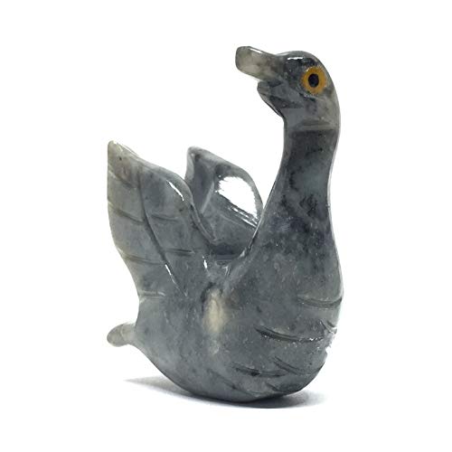 Nelson Creations, LLC 1.5 Inch Swan Natural Soapstone Hand-Carved Animal Charm Totem Stone Carving Figurine