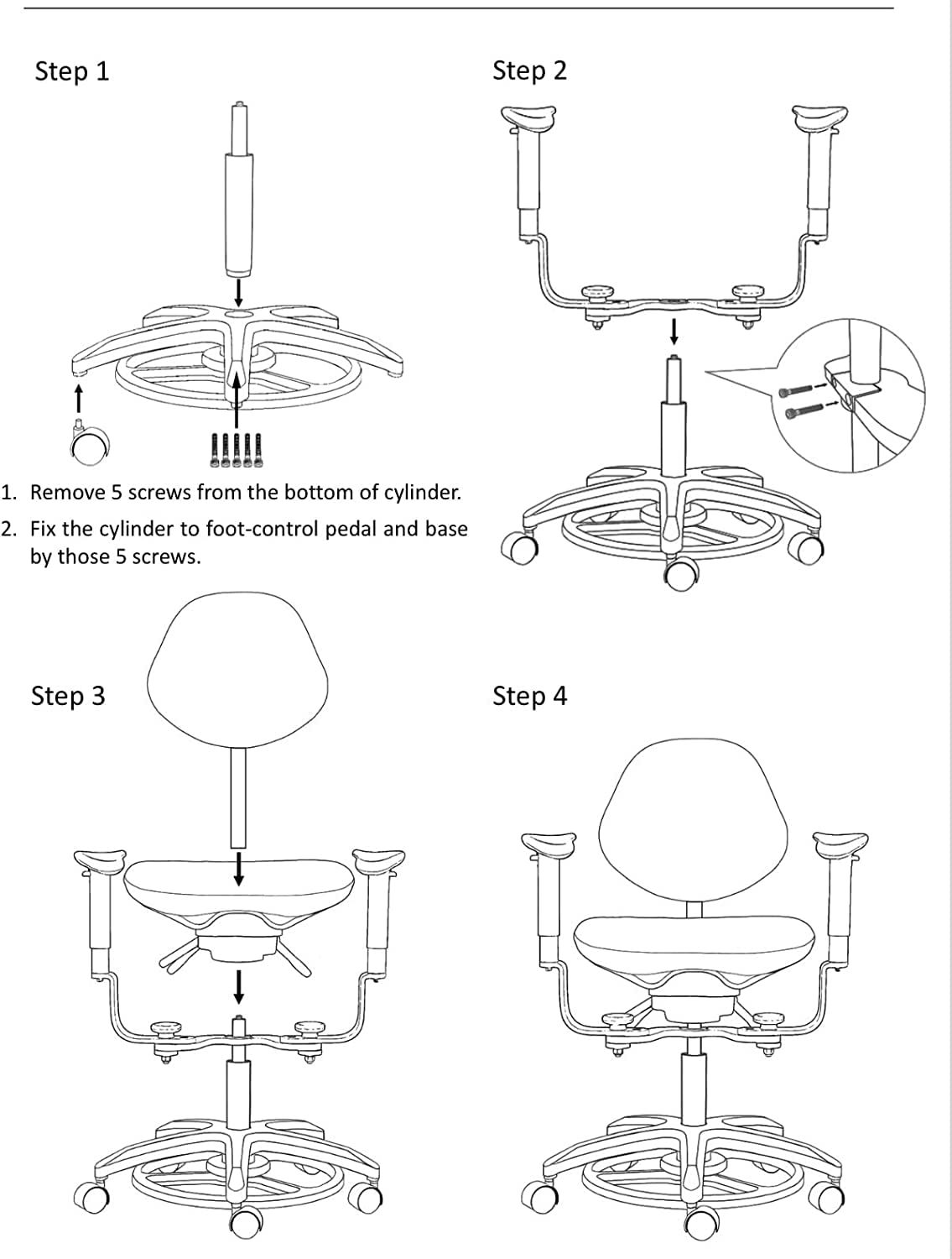 MrHugoo Medical Dynamic Chair Stool Microscope Chair,Ergonomic Saddle Stool,Foot Control,Swiveling Armrest Chair, PU Fabric Leather