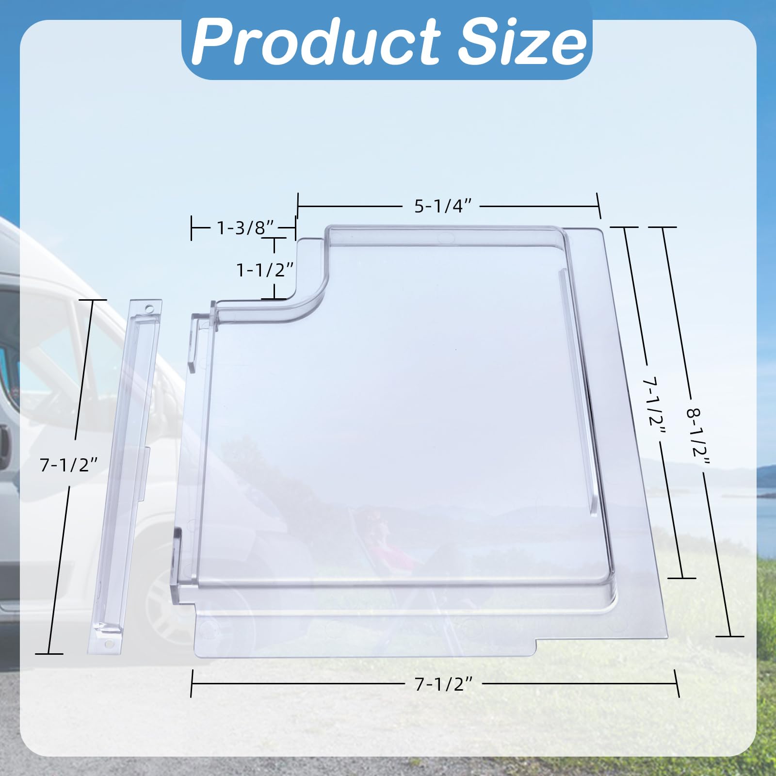 NOVINO RV Screen Door Slider Panel for Dexter 4701-00 RH Right Hand Series 5050 Radius Corner,Clear Plexiglass RV Screen Door Slide and 4700-00 Stopper