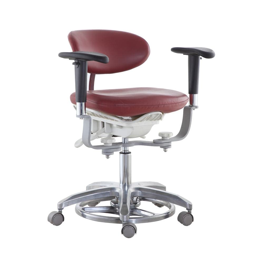 MrHugoo Medical Dynamic Chair Stool Microscope Chair,Ergonomic Saddle Stool,Foot Control,Swiveling Armrest Chair, PU Fabric Leather