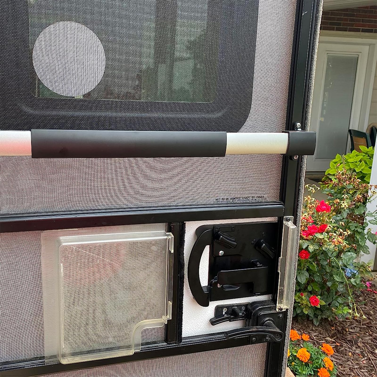 NOVINO RV Screen Door Slider Panel for Dexter 4701-00 RH Right Hand Series 5050 Radius Corner,Clear Plexiglass RV Screen Door Slide and 4700-00 Stopper
