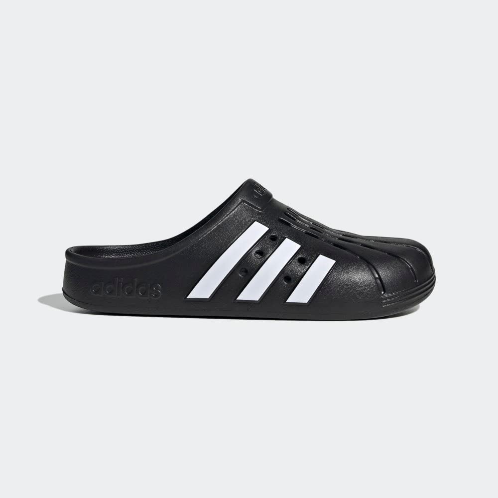 adidas Unisex Adilette Clogs Slide Sandal, Core Black/White/Core Black, 7 US Women/6 US Men