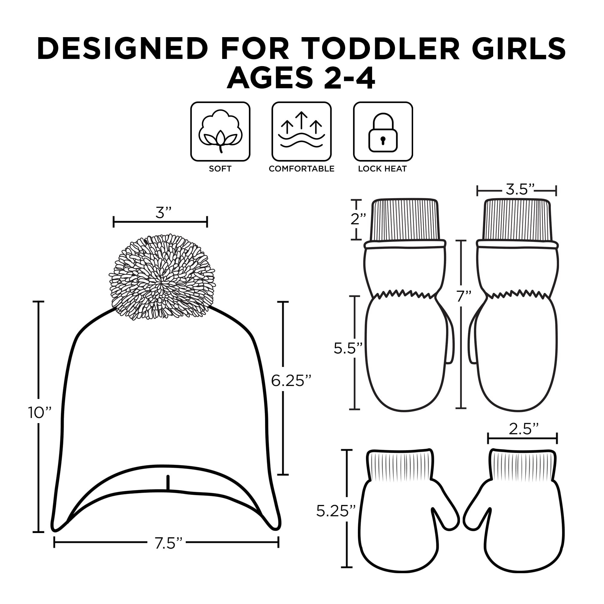 Disney Girls Toddler Winter Hat with Knit and Insulated Ski Mitten Set, Minnie Mouse For Ages 2-4