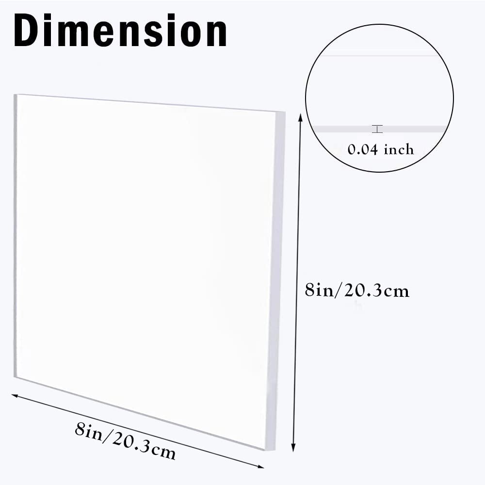 Acrylic Sheet Clear Cast Plexiglass 8 x 8 inches Square Panel 0.04" Thick (1mm) Clear Plastic Plexi Perspex Plate Panel with Protective Film for Signs, DIY Display Projects, Craft