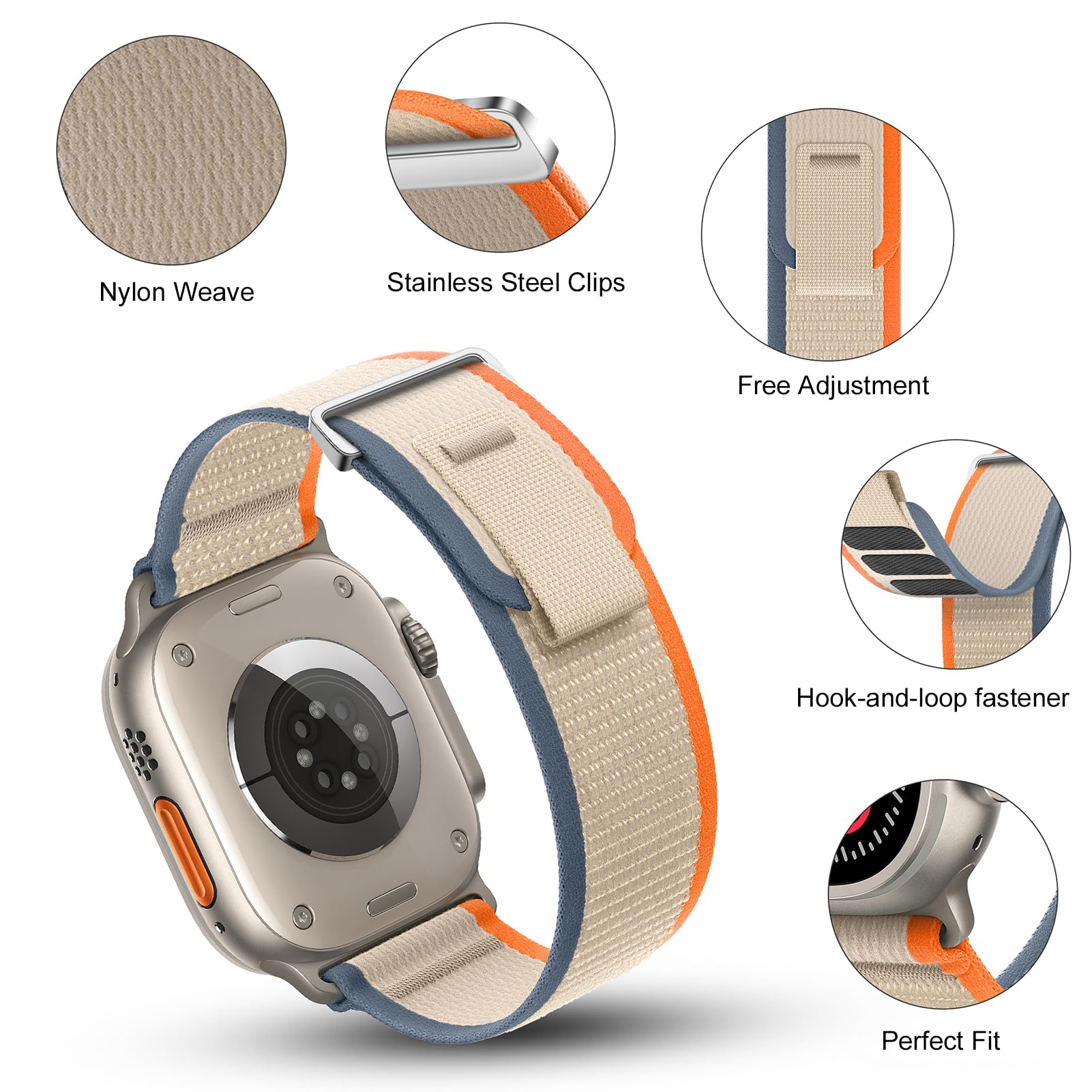 Eweison Sport Trail Loop Strap Compatible for Apple Watch Band 38mm 40mm 41mm 42mm 44mm 45mm 49mm for Women Men,Adjustable Breathable Nylon Braided Wristband for iWatch Series Ultra 9 8 7 6 5 4 3 2 1