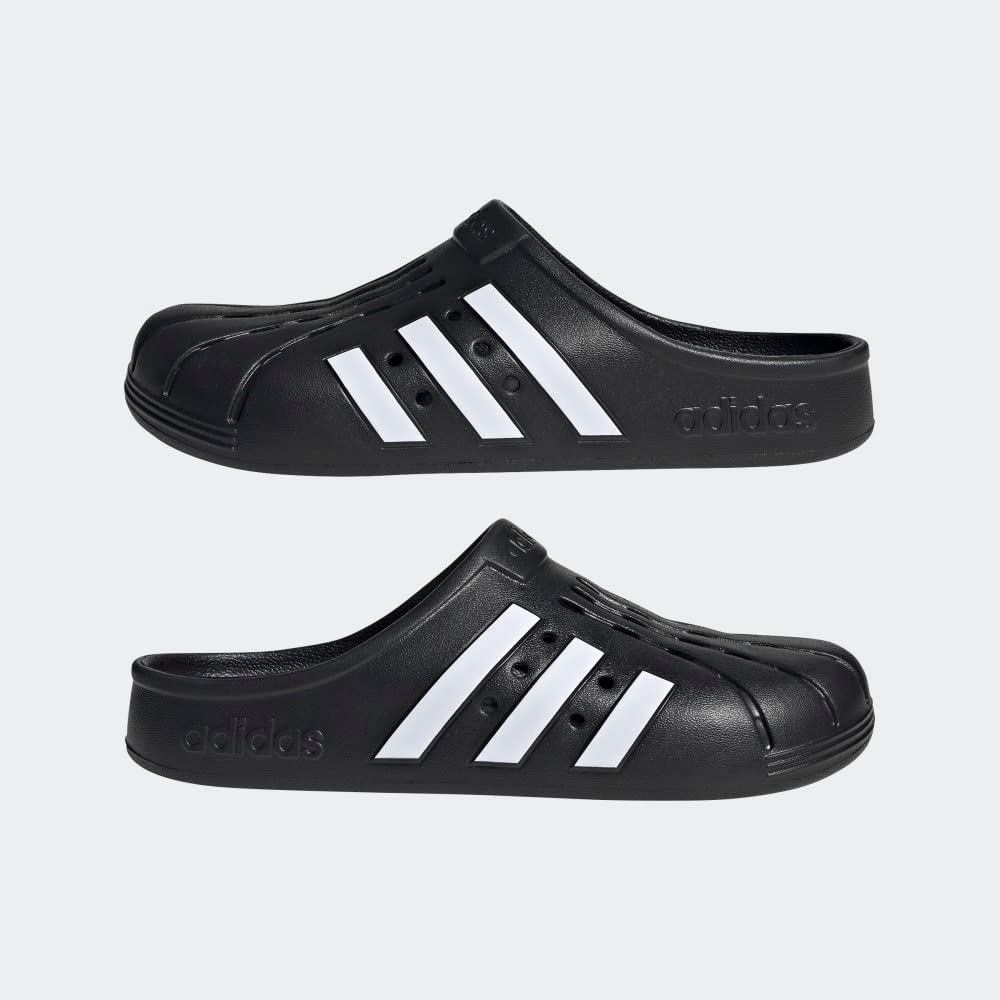 adidas Unisex Adilette Clogs Slide Sandal, Core Black/White/Core Black, 7 US Women/6 US Men